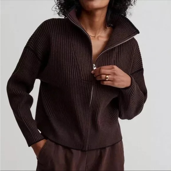 Varley | Sweaters | Varley Carmen Full Zip Through Ribbed Knit Sweater ...